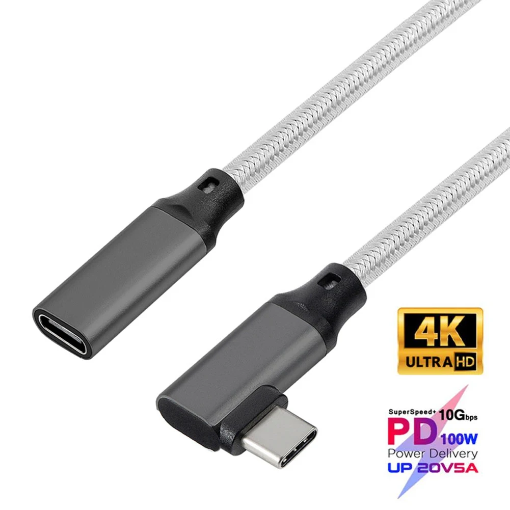 4K-HD-Type-C-Extension-Cable-Line-5A-PD-100W-Right-Angle-Bend-90-Degree ...