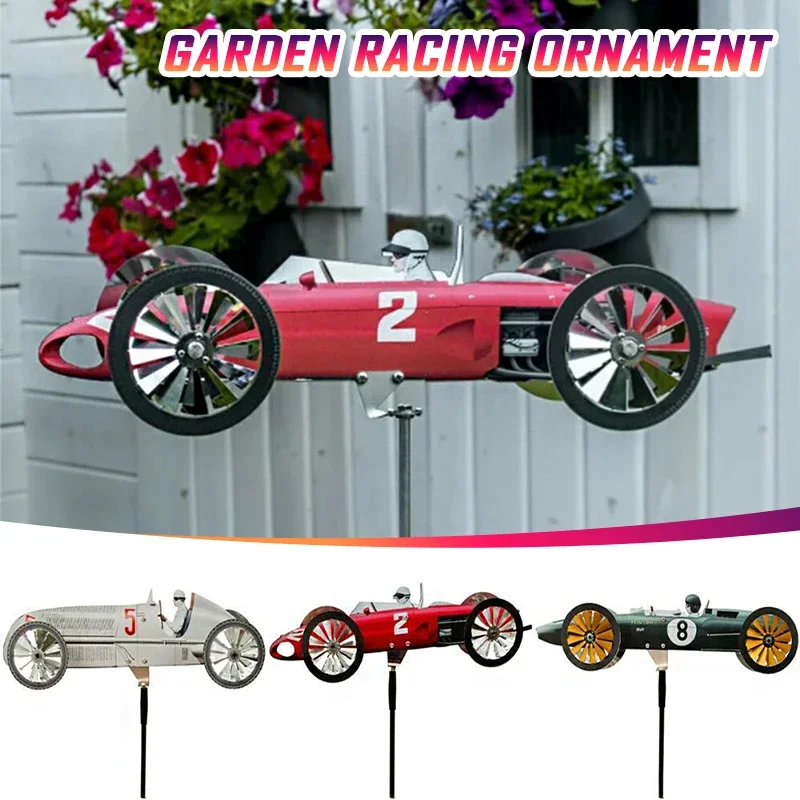 New-Racer-Windmill-Metal-Racing-Car-Wind-Spinner-Weather-Resistant ...