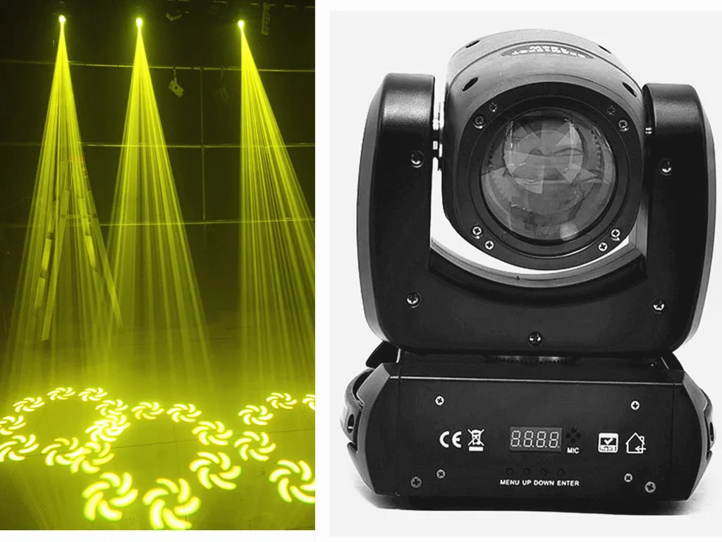 mini LED moving headlight 120W + spotlight + 8 rotating prisms dj disco ...
