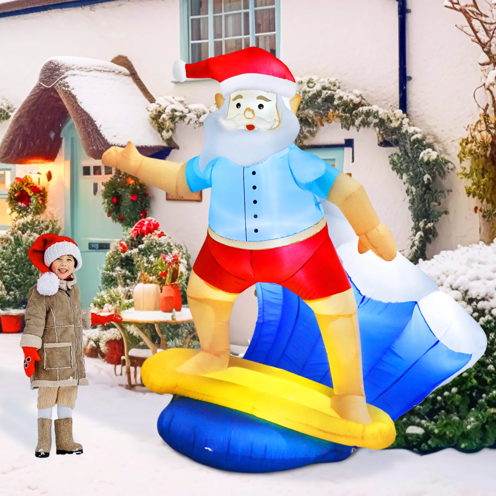 OurWarm-6ft-Christmas-Inflatables-Surfing-Santa-Claus-Inflatable-Xmas ...