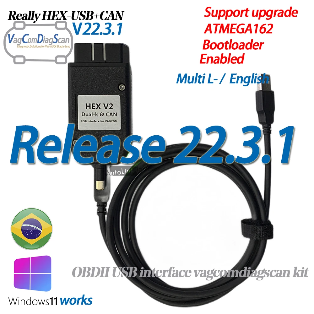 Nova versão 2022 Vcds Vag Com 22.3.1 Really Hex V2 Usb Pode Interface ...