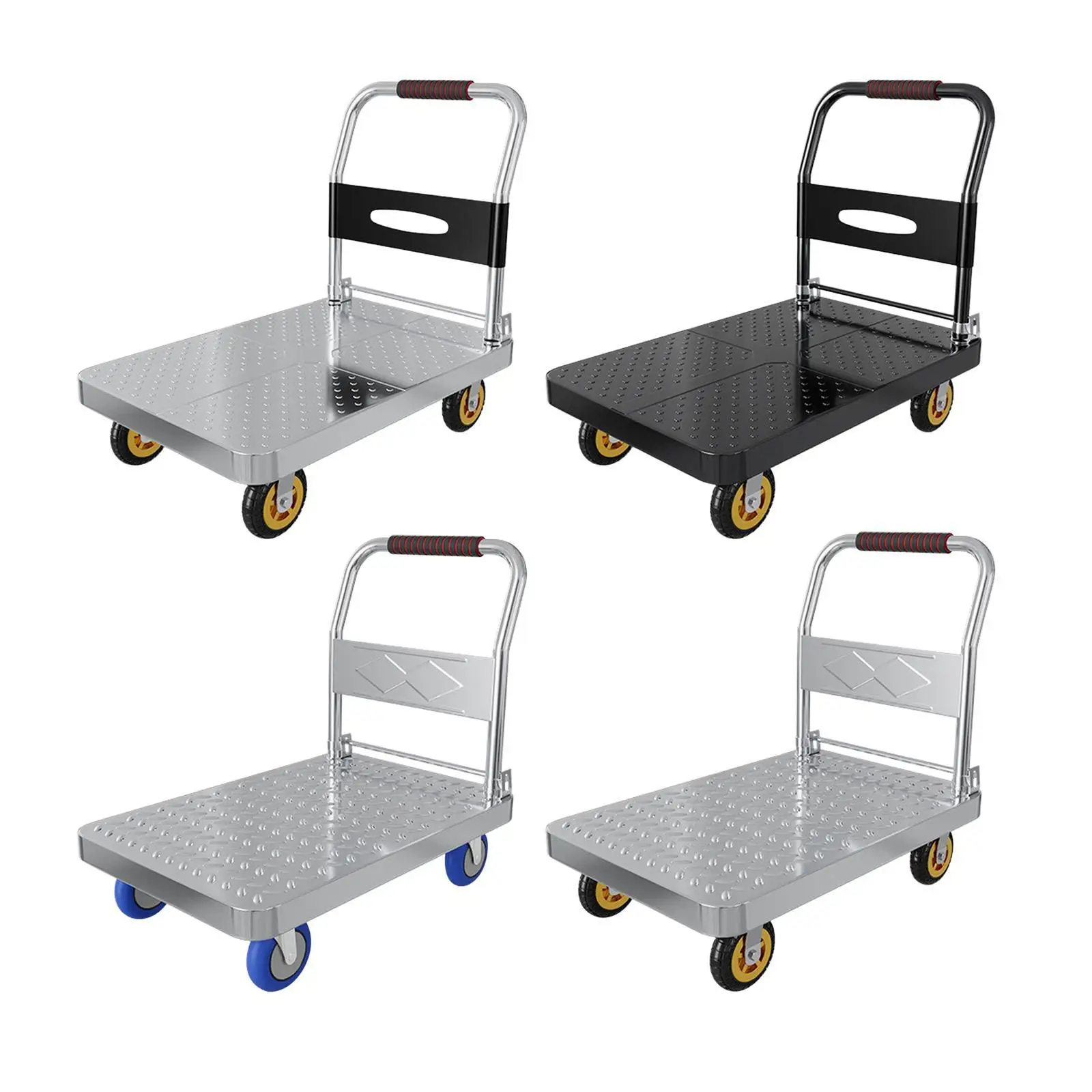 Steel-Foldable-Push-Cart-Dolly-Platform-Truck-with-4inch-Casters ...