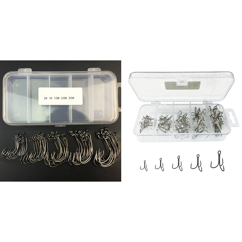 51Pcs Fishing Hooks High Carbon Steel Worm Senko Bait Jig Fish Hooks ...