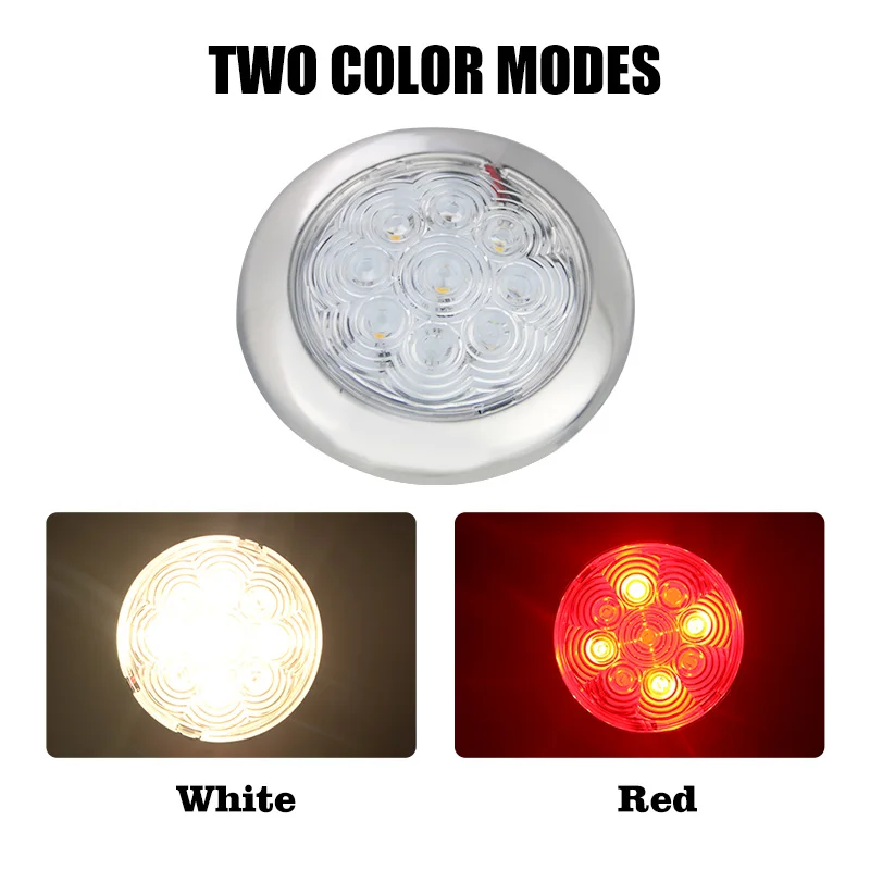 Marine-Bright-Slim-LED-Ceiling-Light-RV-Red-White-Bi-Color-Dome-Light ...