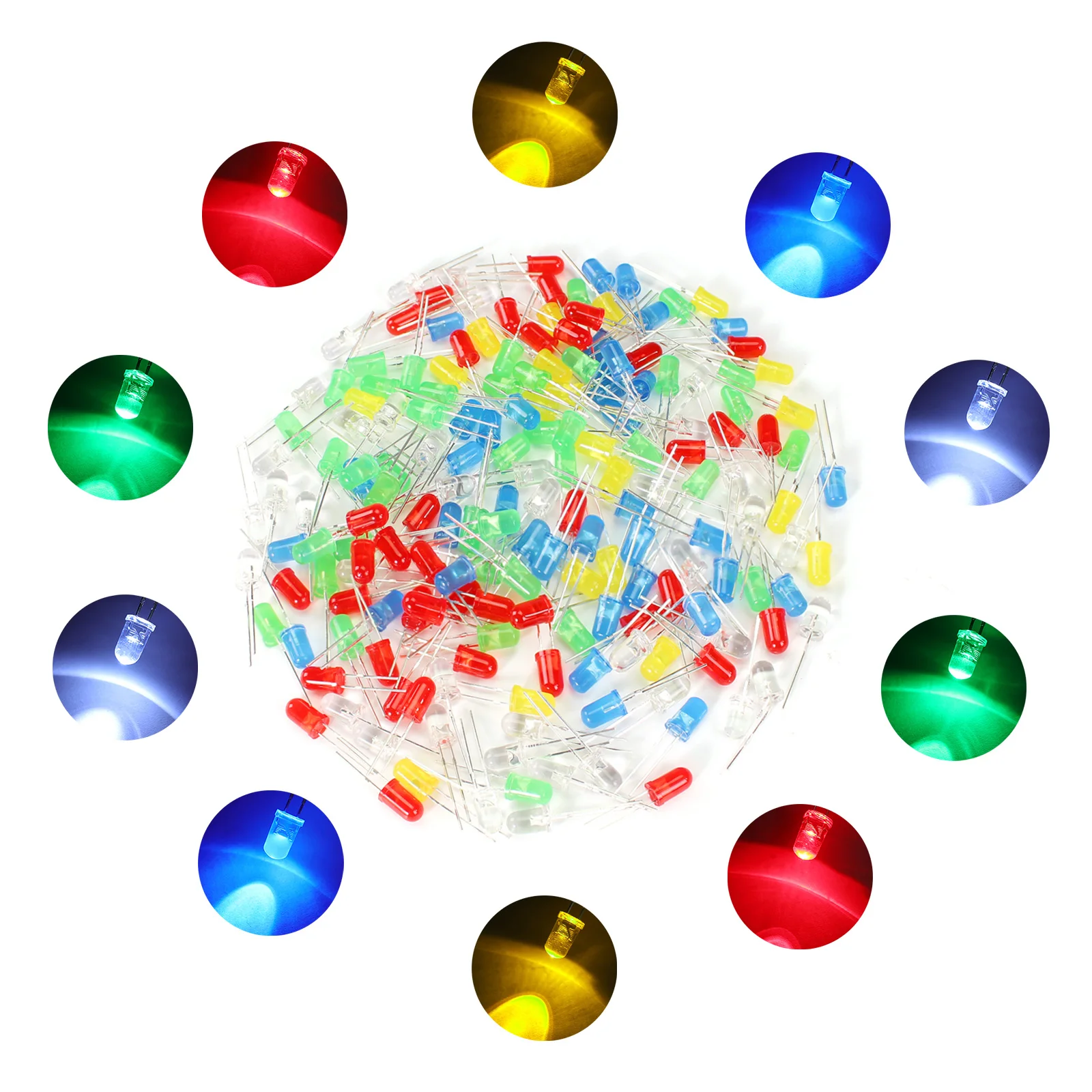 100Pcs 5mm Led Diodes Super Bright Round Individual Single Light ...