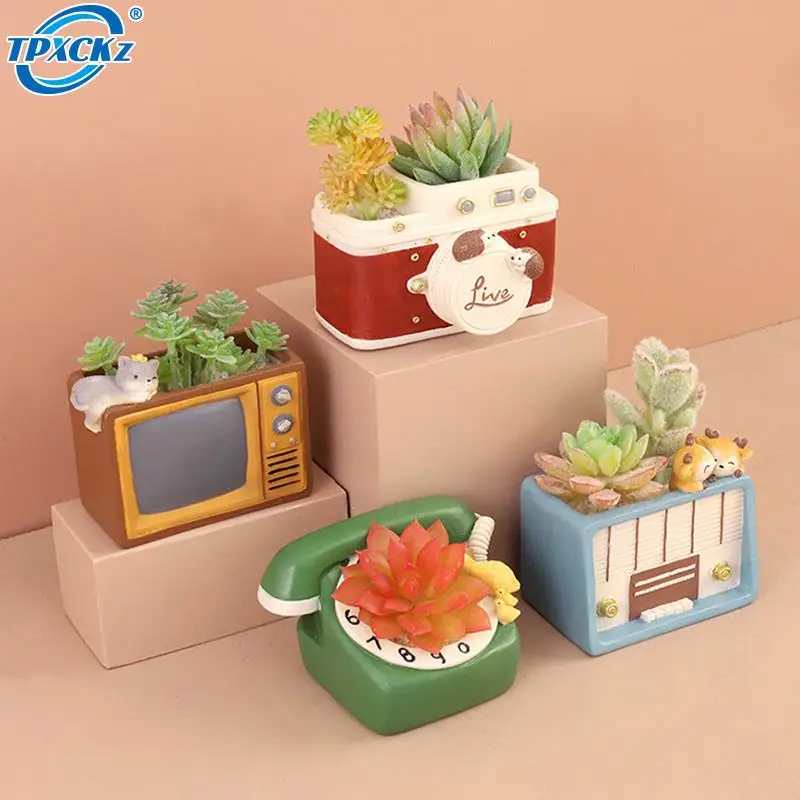 Retro-TV-Radio-Flower-Pot-Succulent-Planter-Home-Decor-Succulent-Cactus ...