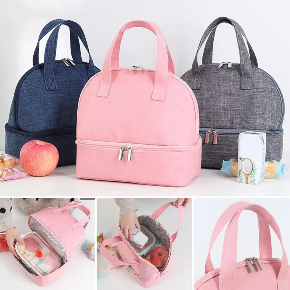 High-Capacity Double Layer Oxford Cloth Lunch Bag Portable Crossbody ...