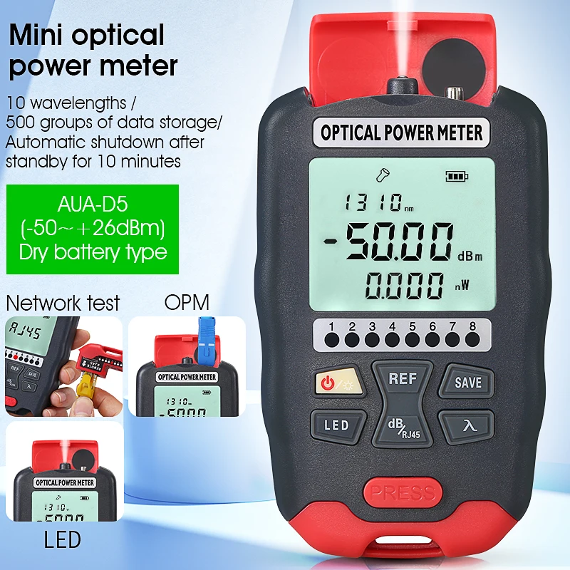 COMPTYCO Handheld 70 + 10dBm/ 50 + 26dBm Mini Optical Power Meter OPM ...