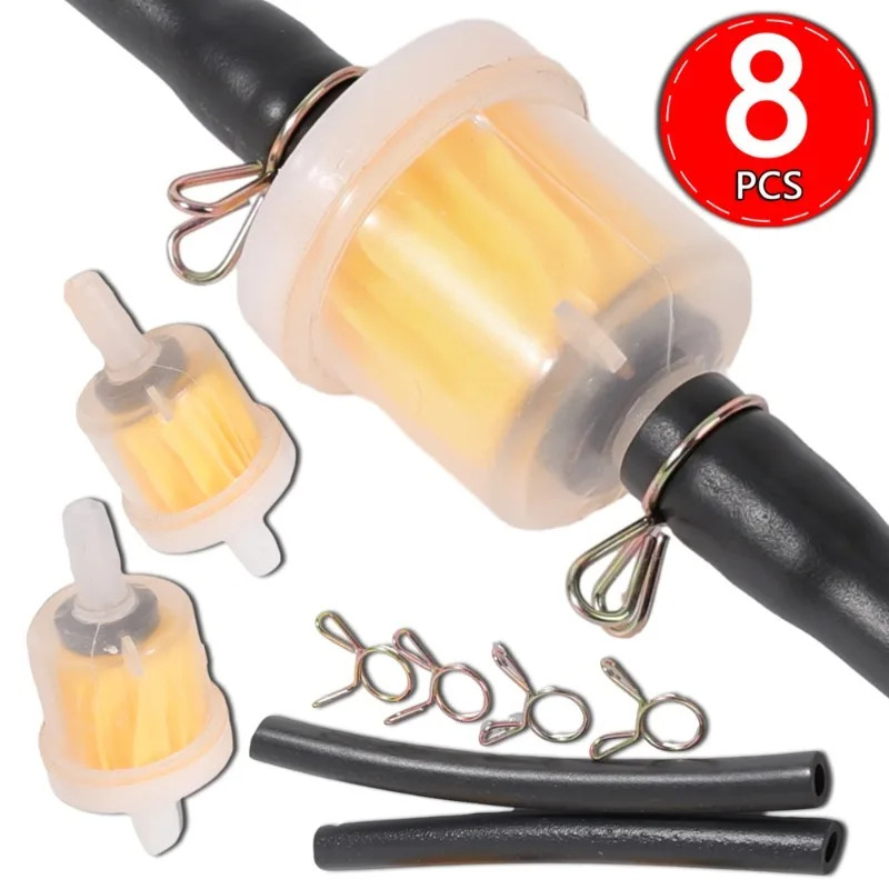 2/4/8 Set Gasoline Fuel Filter Universal Motorcycle Moped Scooter Gas ...