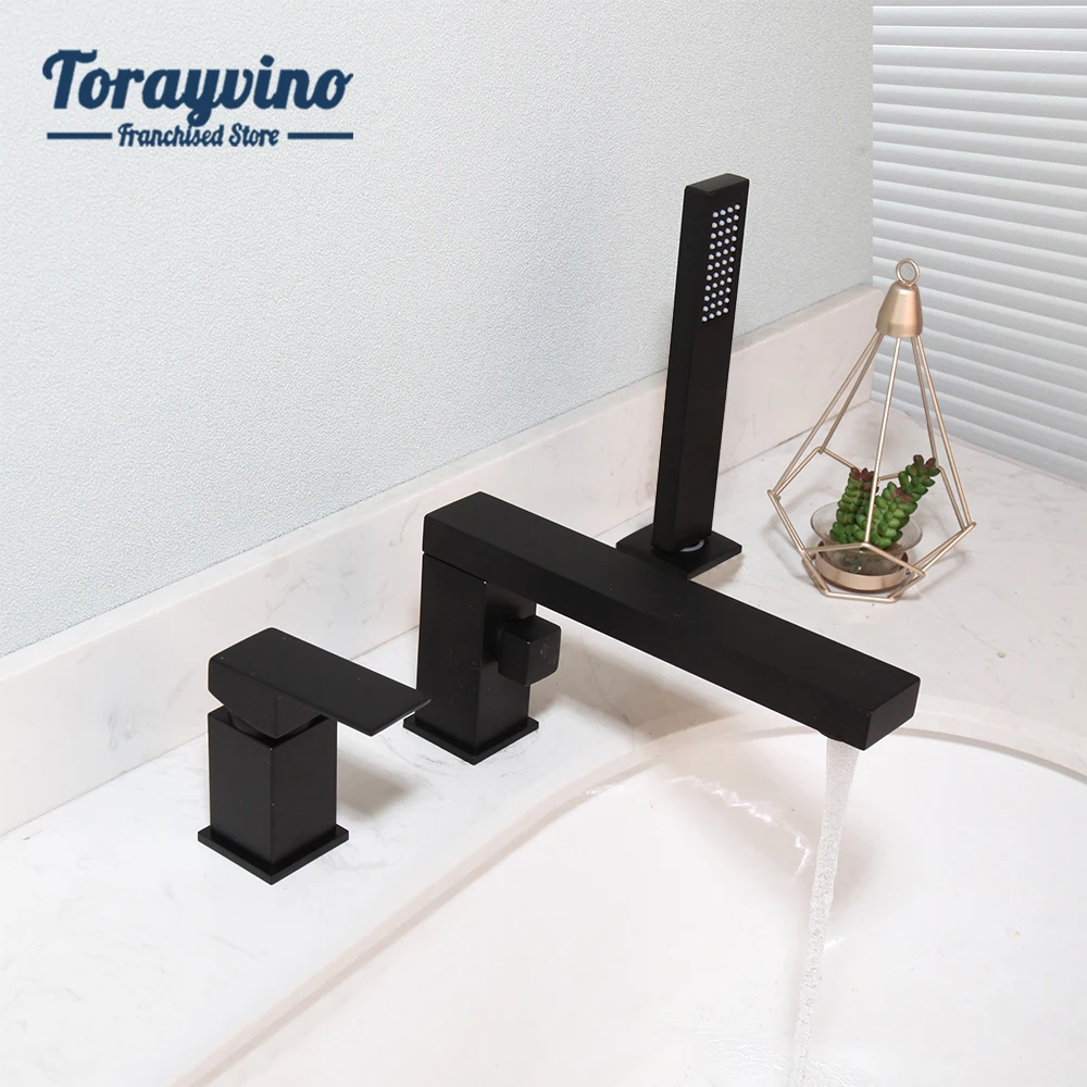 Torayvino-Bathroom-Basin-Faucet-Set-Three-piece-Matte-Black-Deck ...