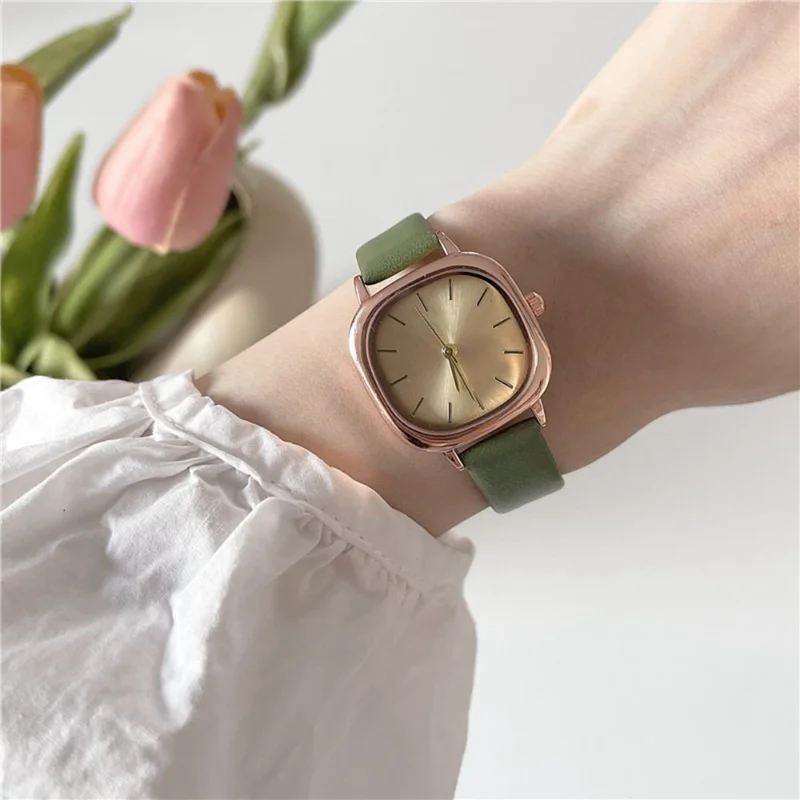 Reloj sencillo de moda para mujer, relojes elegantes de cuero, correa ...