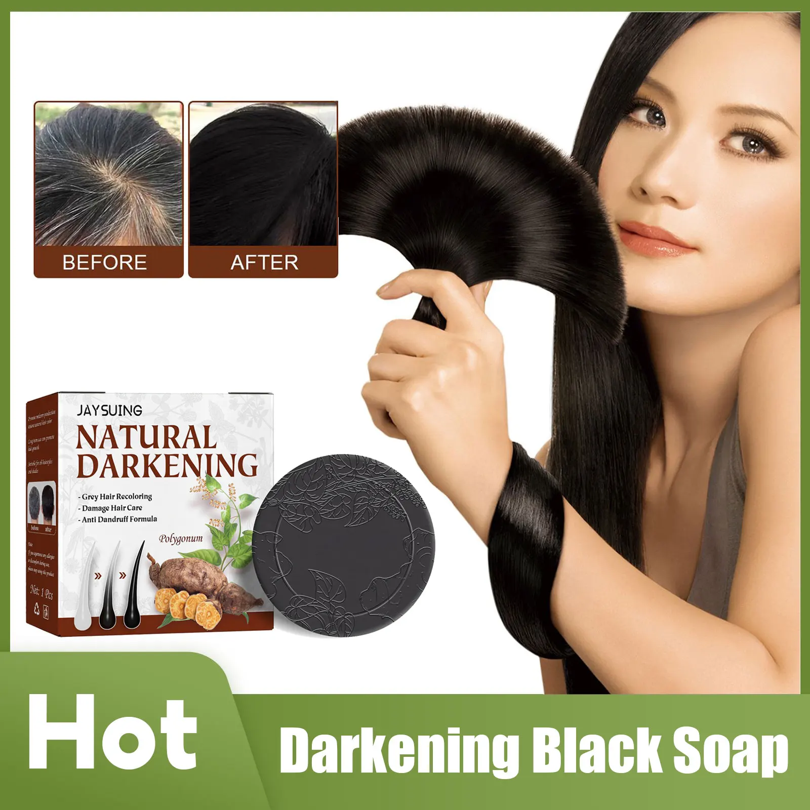 Natural Darkening Soap Repair Gray White Hair Color To Black ...