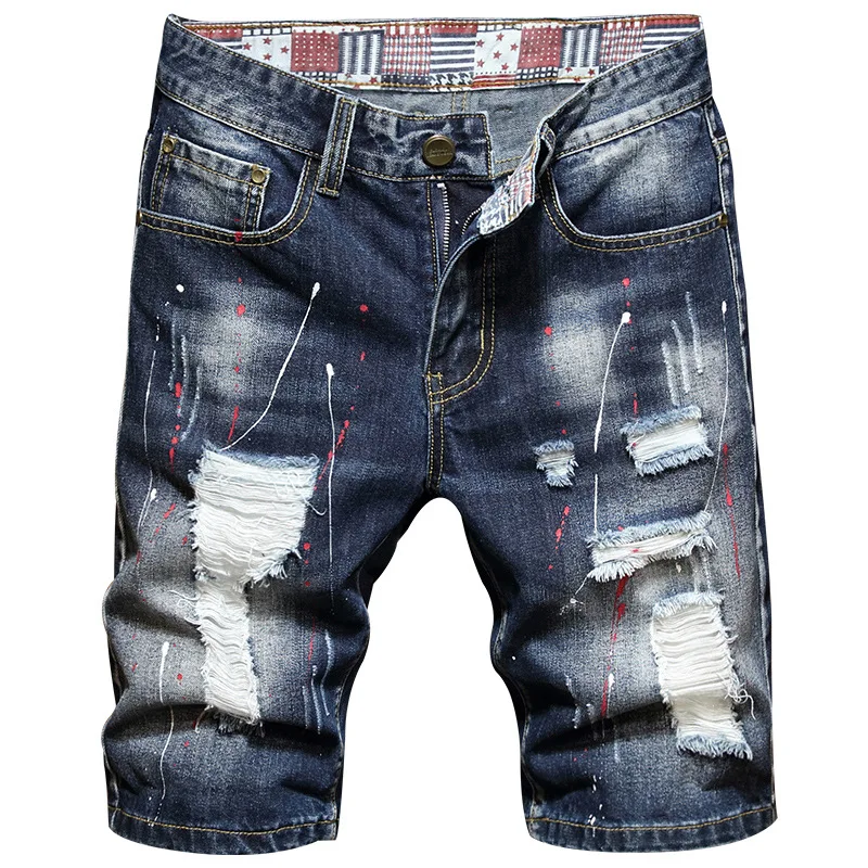 Ripped-Denim-Trousers-Patch-Plus-Size-five-point-Pants-Shorts-Jeans ...