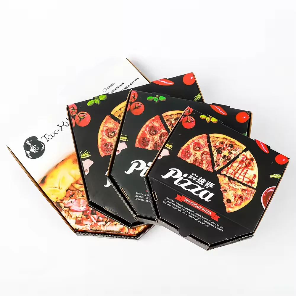 Fast food round shape Recycled Materials black pizza boxes - AliExpress 15