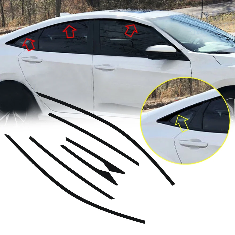 1set Sub Black Ten Generation Honda Civic Upper Window Trim Strips ...