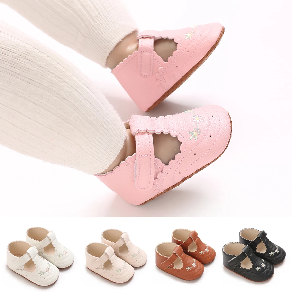 New Baby Girl Princess Shoes High Quality Soft PU Embroidery Flower ...