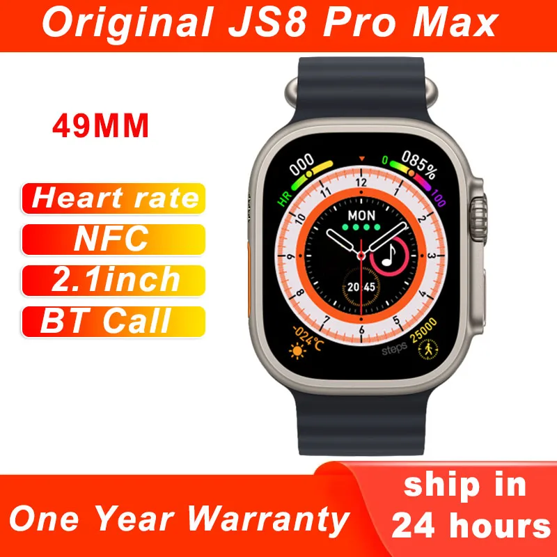 AMOLED JS8 Pro Max Series 8 Relógio Ultra Inteligente, 49mm, 2.1 IPS, 480x520, IP68, NFC ...