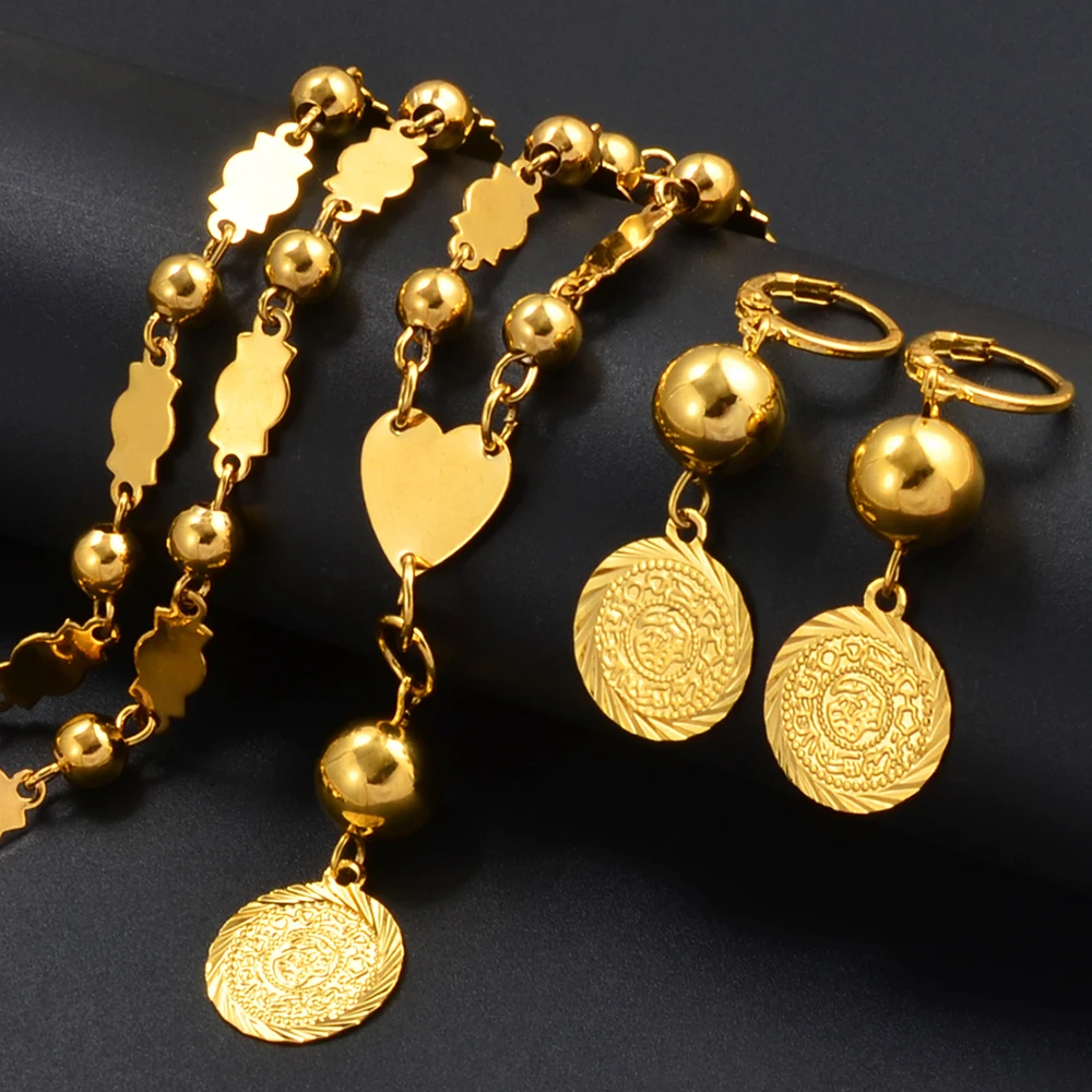 Anniyo Hawaiian Pendant Earrings Balls Bead Chain Necklaces for Women ...