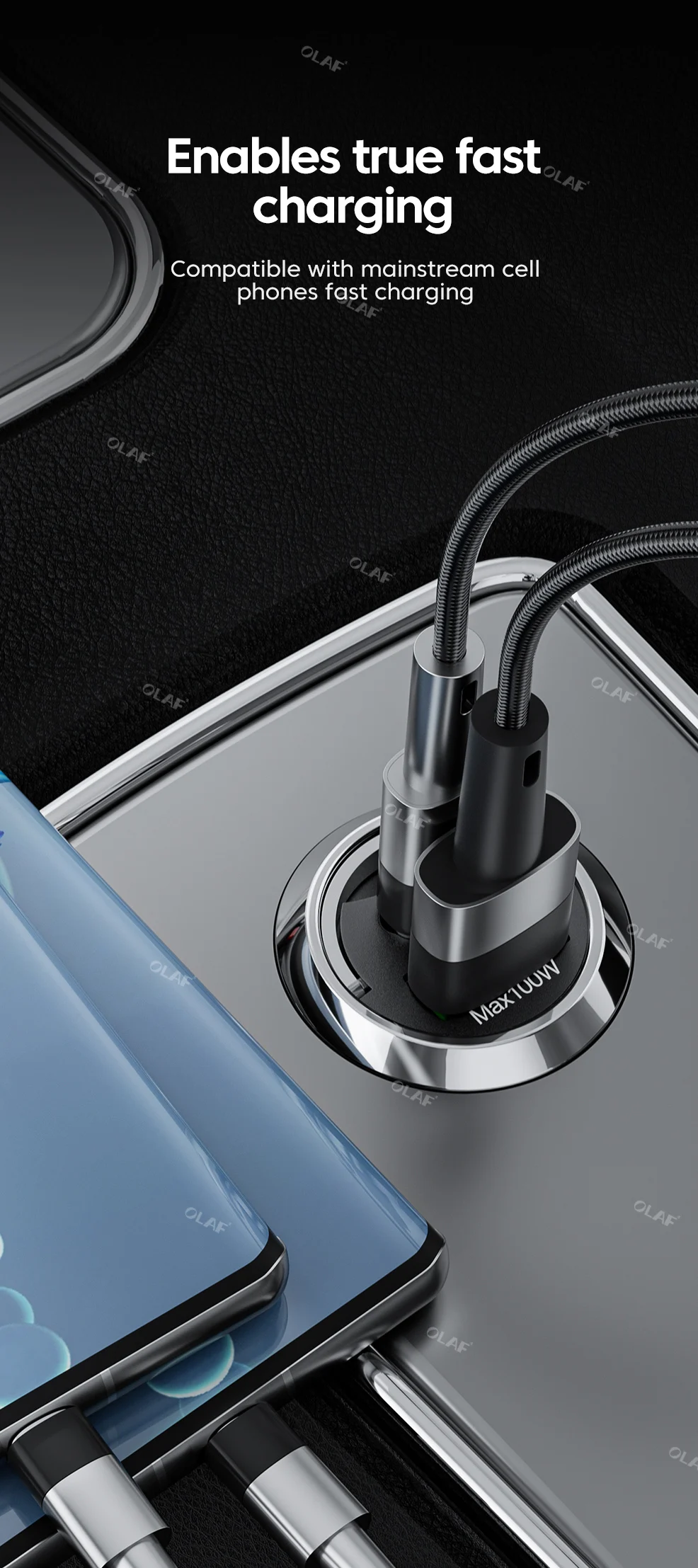 Chargeur rapide USB Type-C pour voiture,200W,QC3.0,PD,iPhone,Xiaomi,Samsung,Huawei- 115W USB PD ...