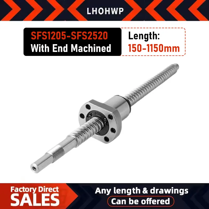 With End Machined Ball Screw SFS1205/1210/1605/1610/1616/1620/2005/2010 ...