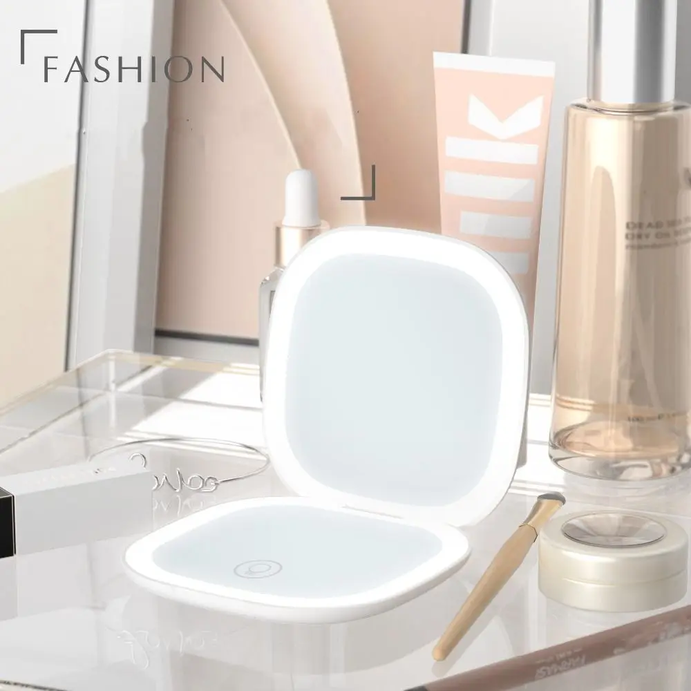 Foldable Pink Small Travel Light 5x Magnifying Led Makeup Mirror Mini