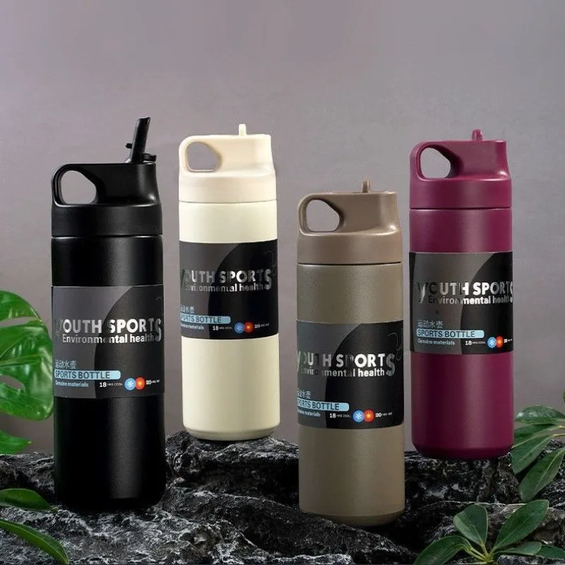 Insulated-Water-Cup-with-Stylish-Design-Straw-500ML-Outdoor-Thermos ...