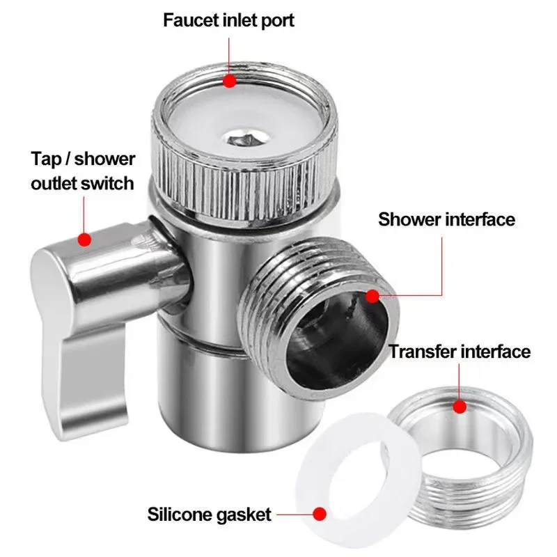 Switch-Faucet-Adapter-3-Way-Tee-Connector-Shower-Head-Diverter-Valve ...