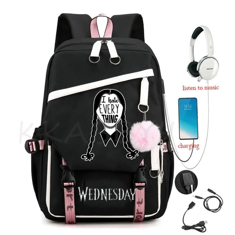 Wednesday Addams Backpack Women Waterproof Backpacks Fancy High School ...