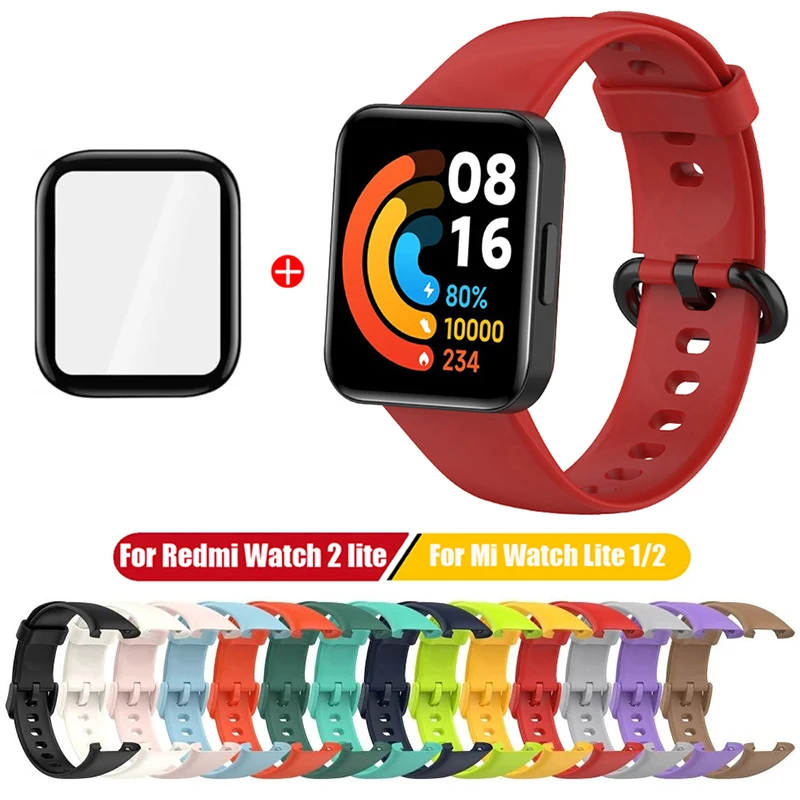 New-Silicone-Strap-For-Redmi-Watch-2-Lite-With-Soft-Glass-Film ...