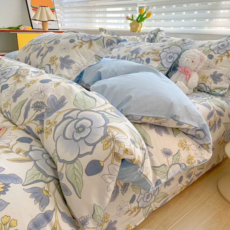 Flower-Duvet-Cover-100-Cotton-3-Pieces-Luxury-Floral-Bedding-Set-Chic ...