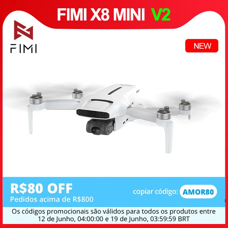 FIMI X8 MINI Pro V2 Drone, RC Quadcopter, 4K HD 3 Axis Gimbal Camera, 9km Transmissão, 266g ...