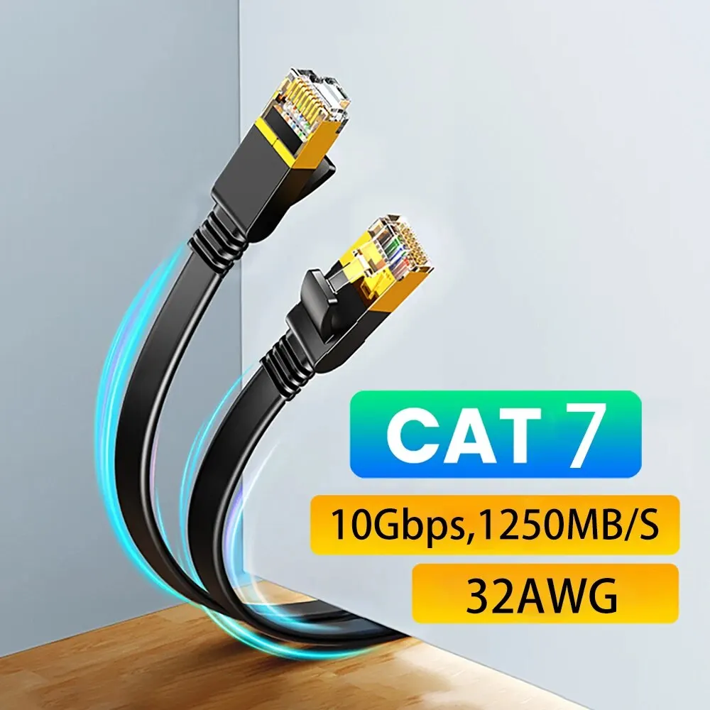 Cable-Ethernet-Cat-7-Cat7-de-alta-velocidad-Gigabit-plano-STP-RJ45-LAN ...