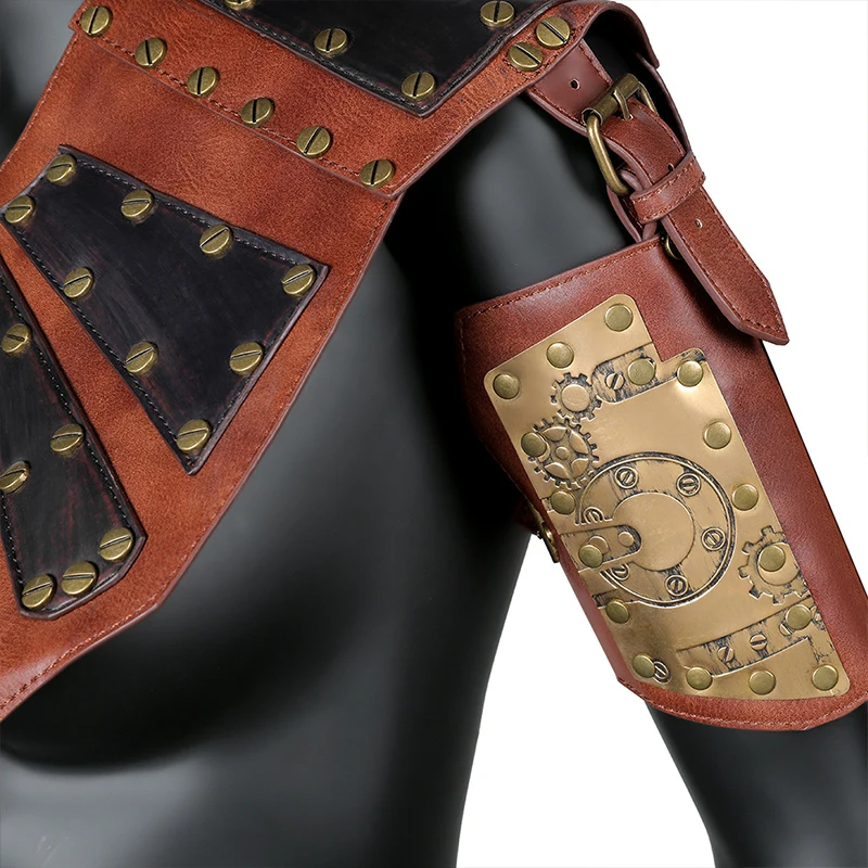 Steampunk Medieval Pauldrons PU Leather Viking Knight Warrior Gladiator ...