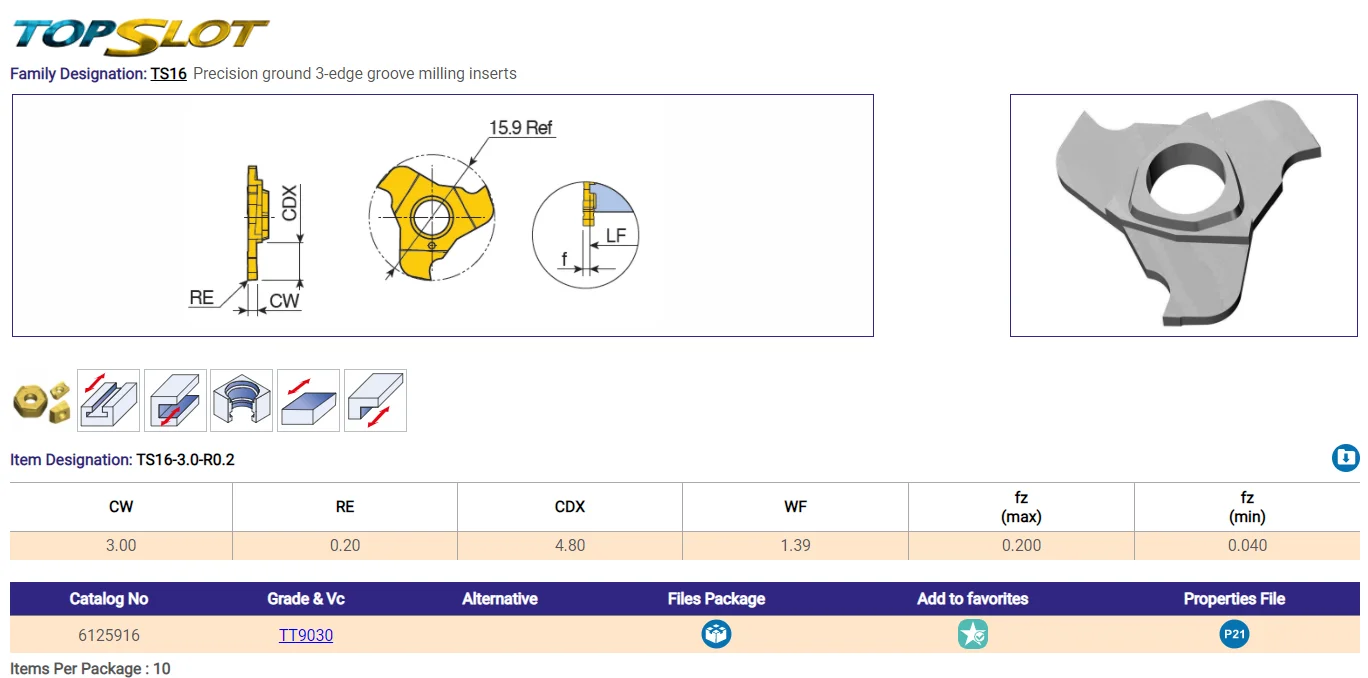 ORIGINAL 10PCS CARBIDE INSERT TS16-3.0-R0.2 TT9030