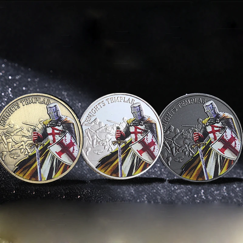 Knight Templar Commemorative Coins Antique Silver Plated Challenge Coin ...