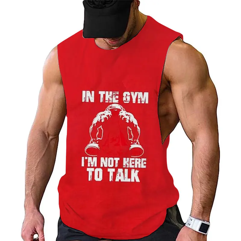 Muscle-Print-Men-s-Sport-T-Shirt-With-Low-Slit-Gym-Running-Cotton-Tank ...