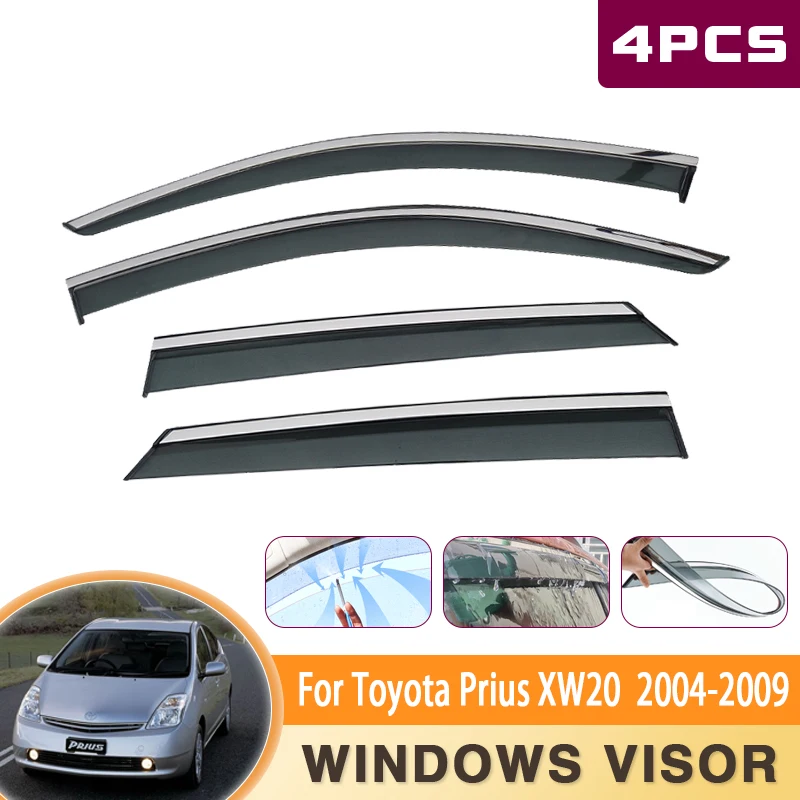 Car-Windows-For-Toyota-Prius-XW20-20-2004-2009-4x-Shades-Sun-Rain-Visor ...