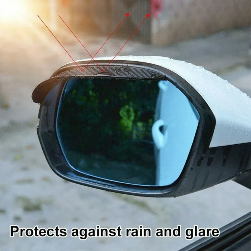 Car Carbon Fiber Rain Eyebrow Rearview Mirror Visor Shade Rain Cover Rear View Mirror Rainy Shield Guard Auto Accessories AliExpress