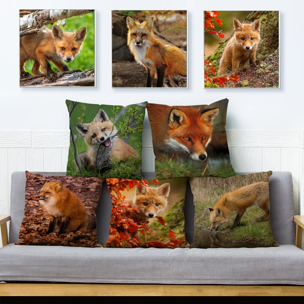 Wild-Fox-Printed-Pillow-Case-Decor-Cute-Animal-Pillowcase-for-Home-Car ...
