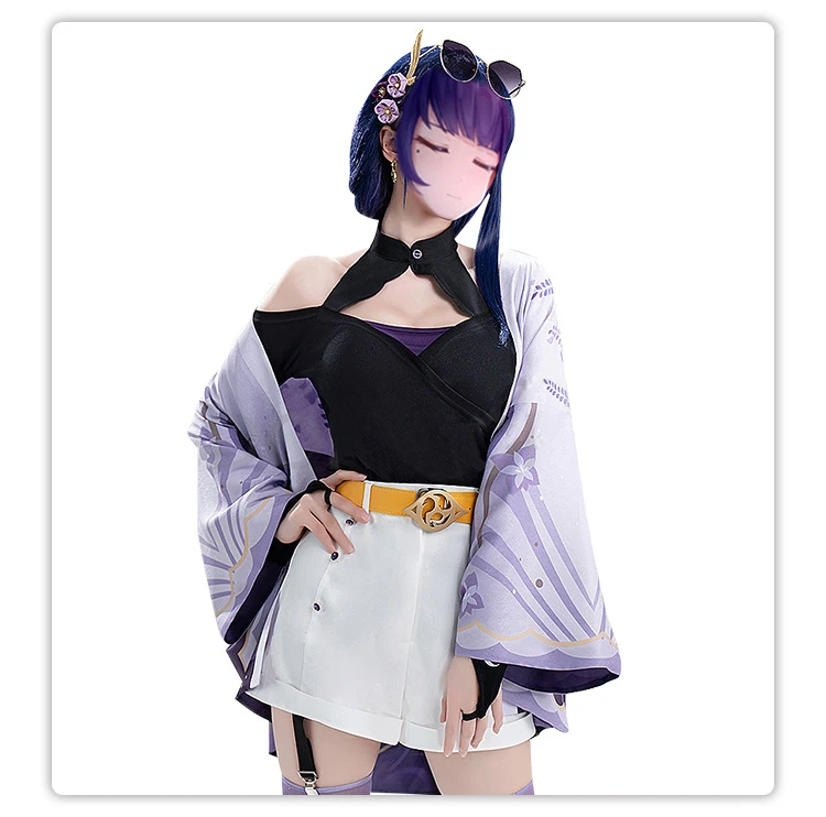 Genshin Impact Raiden Shogun Cosplay Costume Kimono Casual Set Cos ...