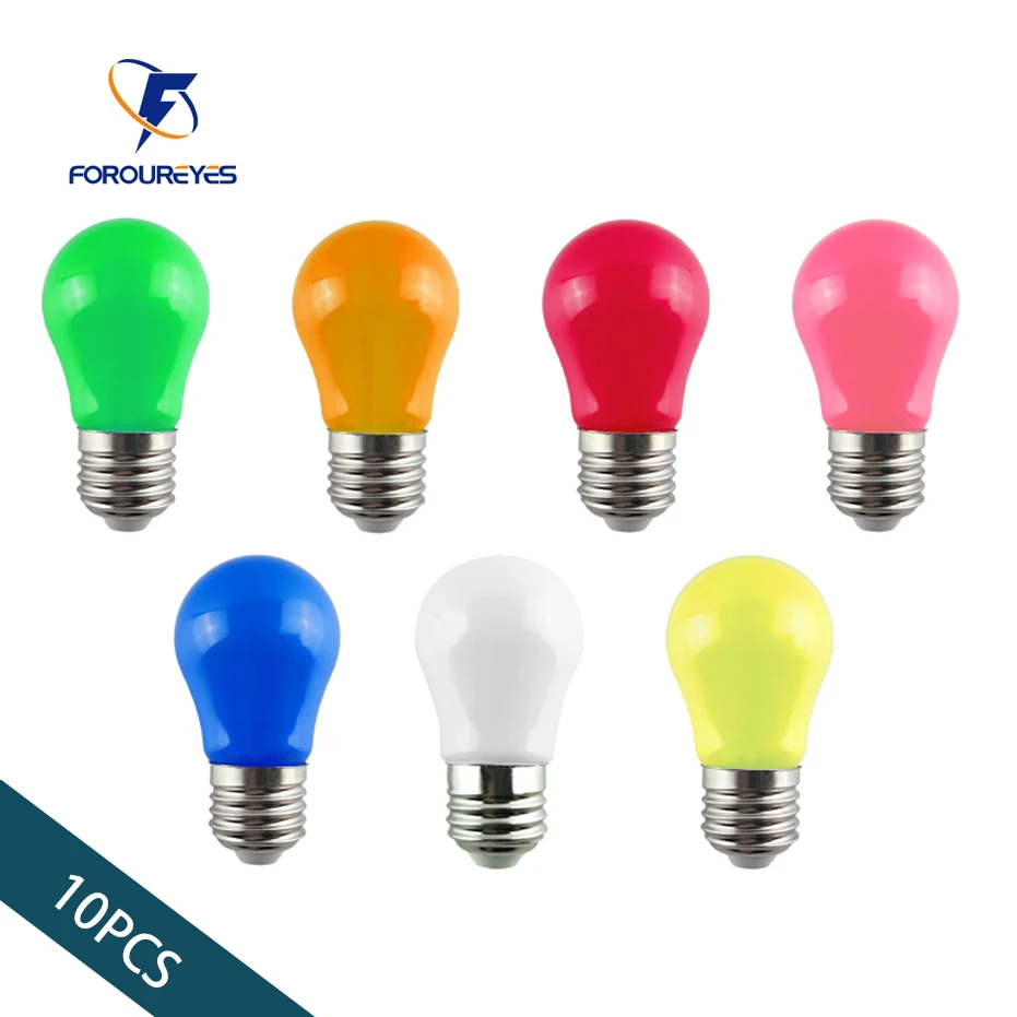 10pcs Colour Led Bulb E27 220v 2w A45 Lamp Red Blue White Yellow Pink ...