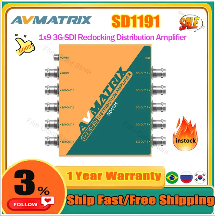 Avmatrix-SD1191-SDI-Video-Splitter-3G-HD-3G-SDI-has-1-input-9-output ...