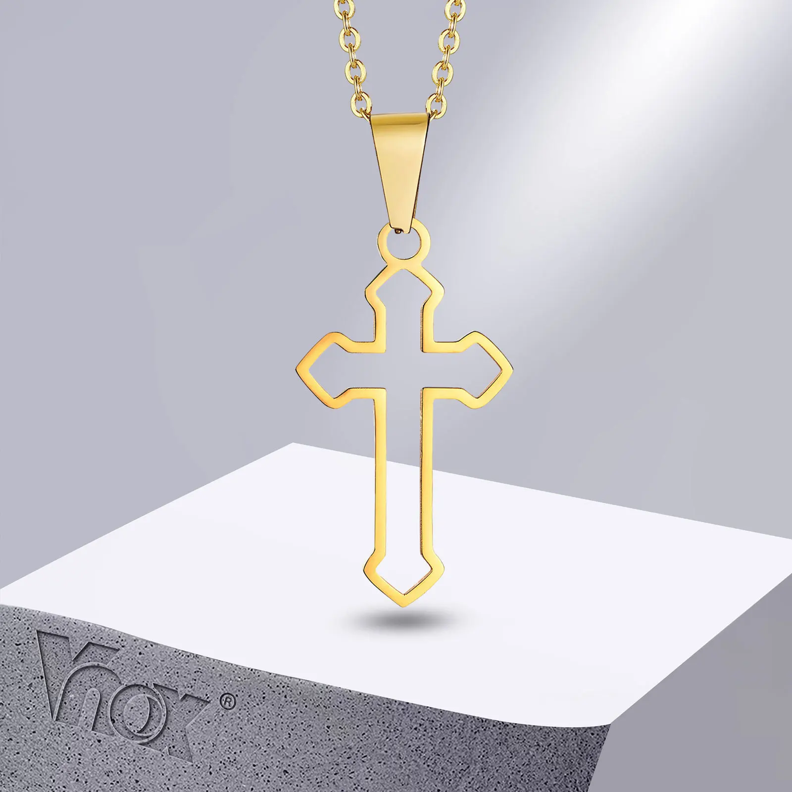 Vnox Hohlen Kreuz Halskette für Frauen Männer, Edelstahl Kreuz Anhänger, Elegante ...
