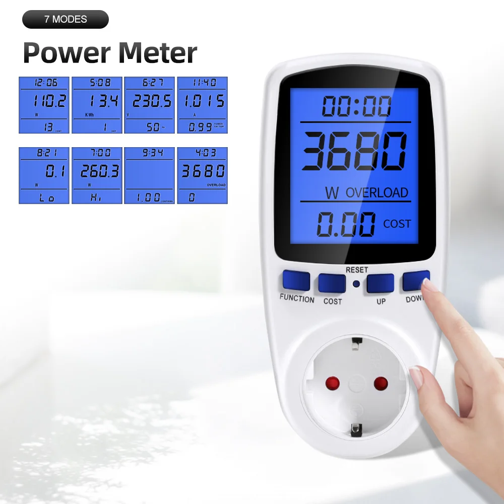 Digital LCD Wattmeter 220V 110V AC Power Meter Backlight Electricy ...