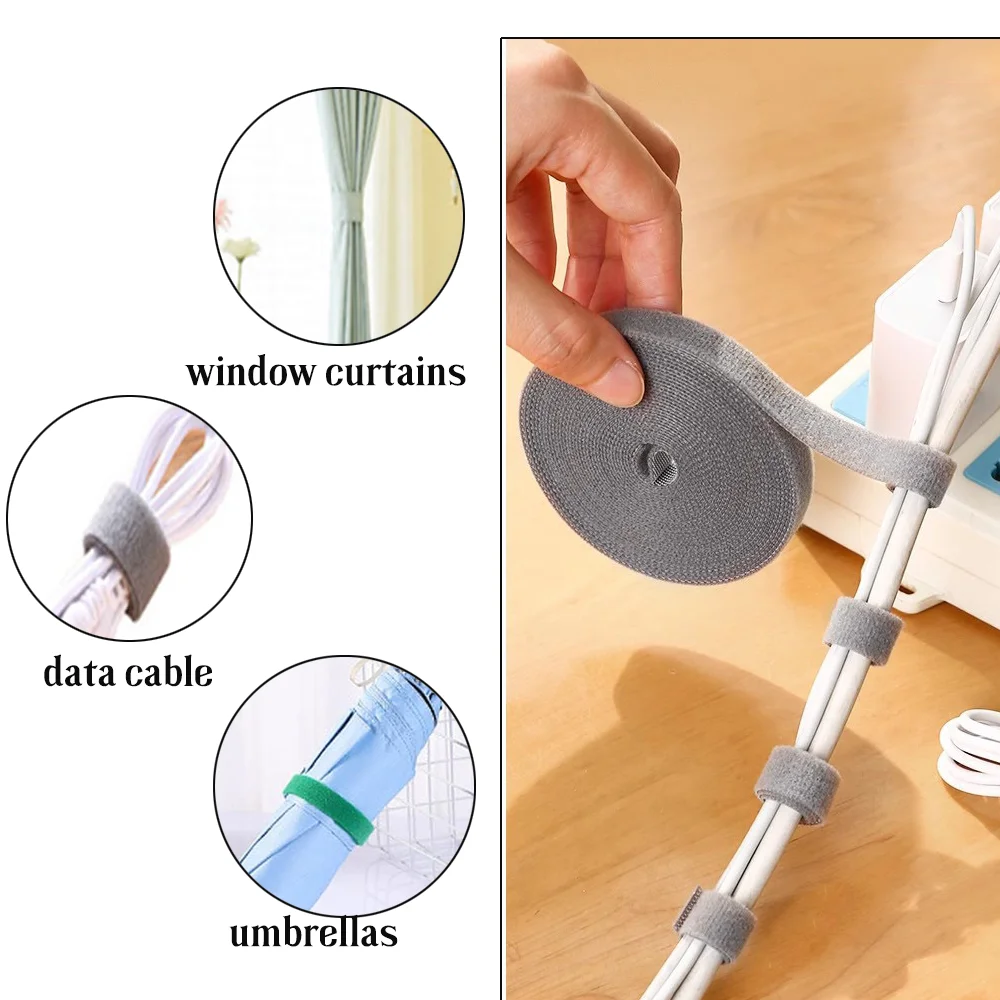 1-Roll-Reusable-Fastening-Tape-Cable-Ties-Multi-Purpose-Cord-Organizer ...