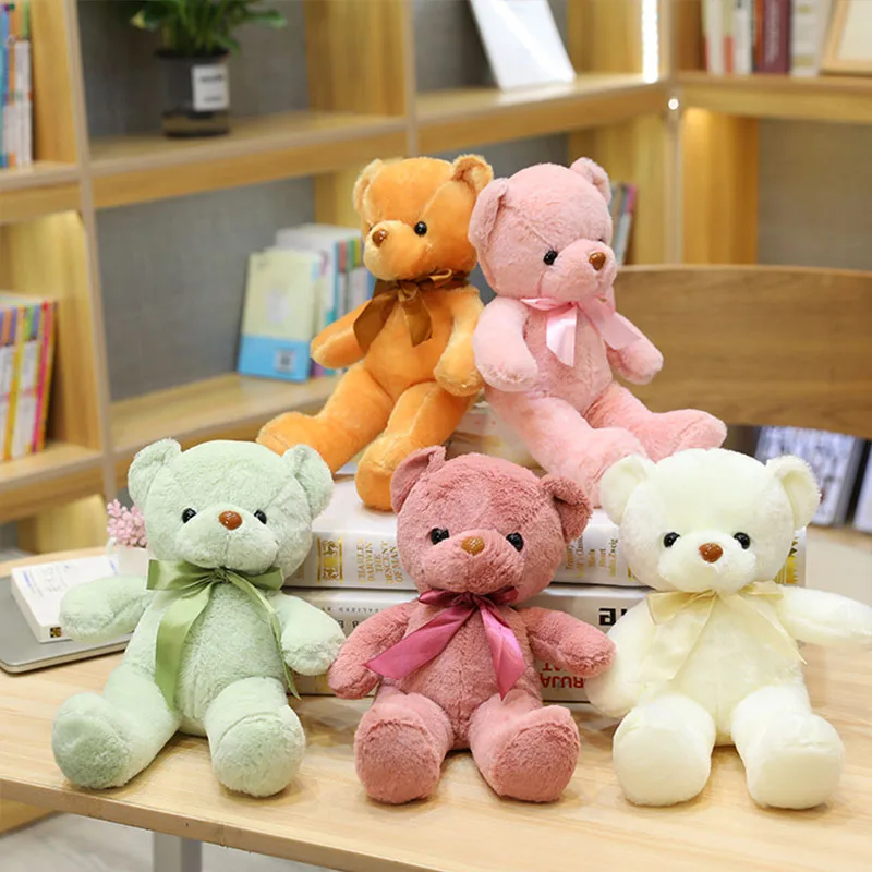 30CM-Hot-Plush-Stuffed-Doll-with-Colorful-Ribbons-Bear-Cute-Plush-Toy ...