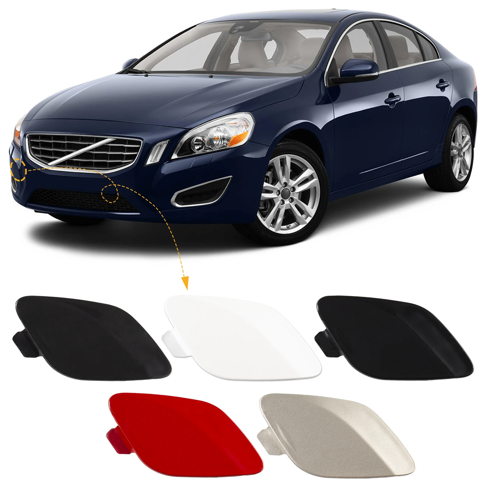 Front-Bumper-Tow-Hook-Cap-Towing-Eye-Cover-For-Volvo-S60-2011-2013 ...