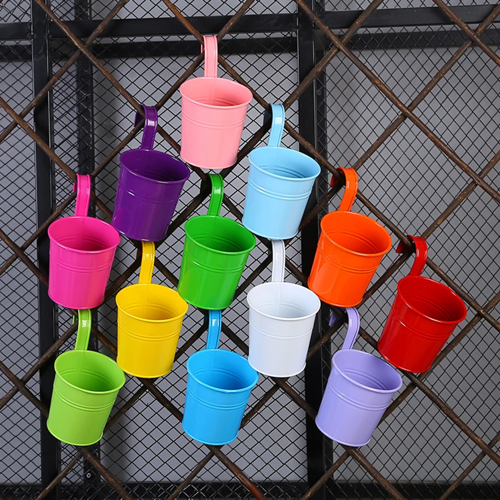 6-10Pcs-Hanging-Flower-Pots-Metal-Hanging-Planters-with-Drainage-Hole ...
