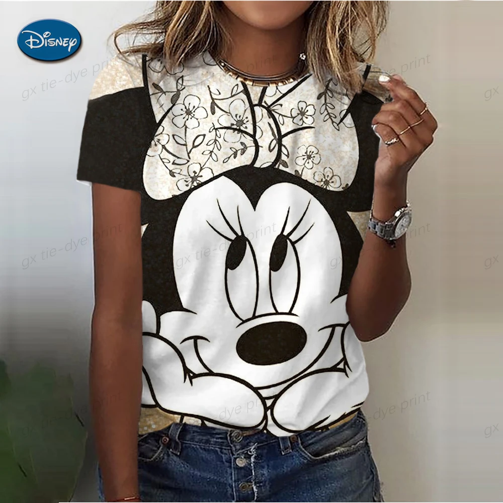 Camiseta-con-estampado-de-Mickey-Mouse-para-mujer-Tops-de-manga-corta ...