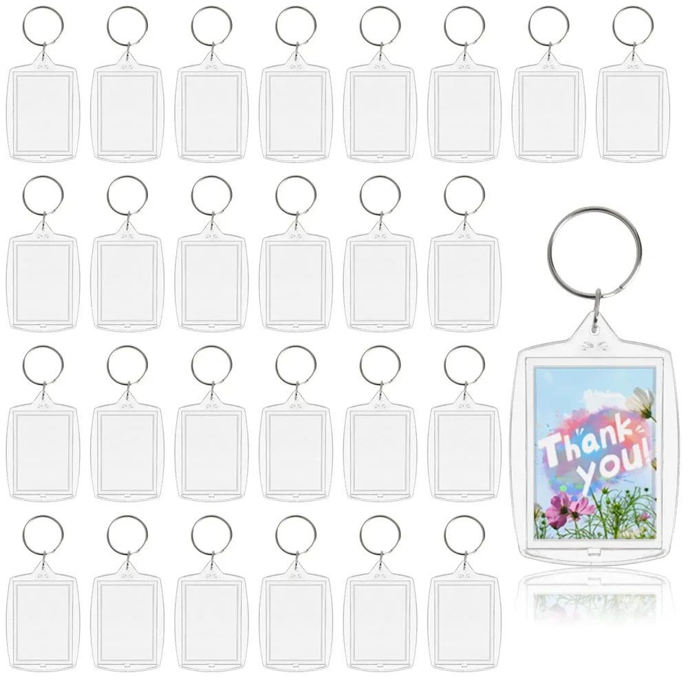 50pcs-Rectangle-Acrylic-Photo-Frame-Keychain-Clear-Blank-Personalized ...